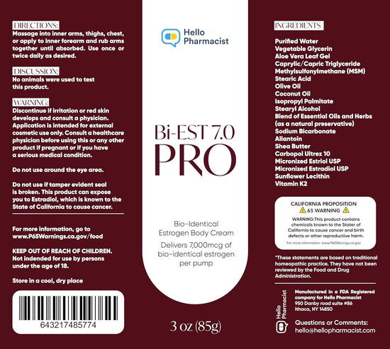 HelloPharmacist Bioidentical Bi-EST PRO 7.0 (Max Professional Strength ...