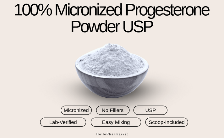 HelloPharmacist 100% Pure Bioidentical Progesterone Powder USP (Micron